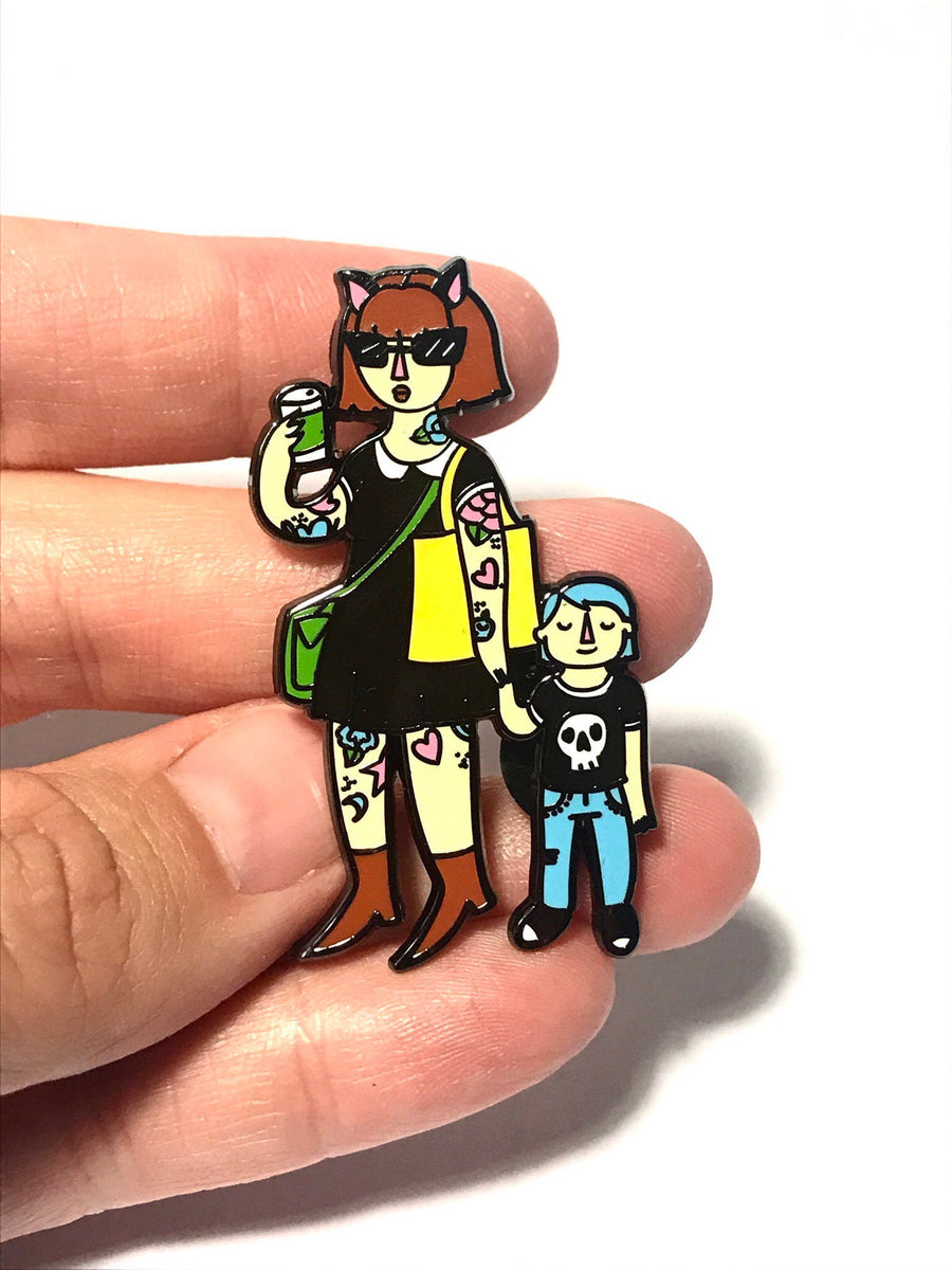 Weird Mother and Child Hard Enamel Pin – Drawings By Nicole