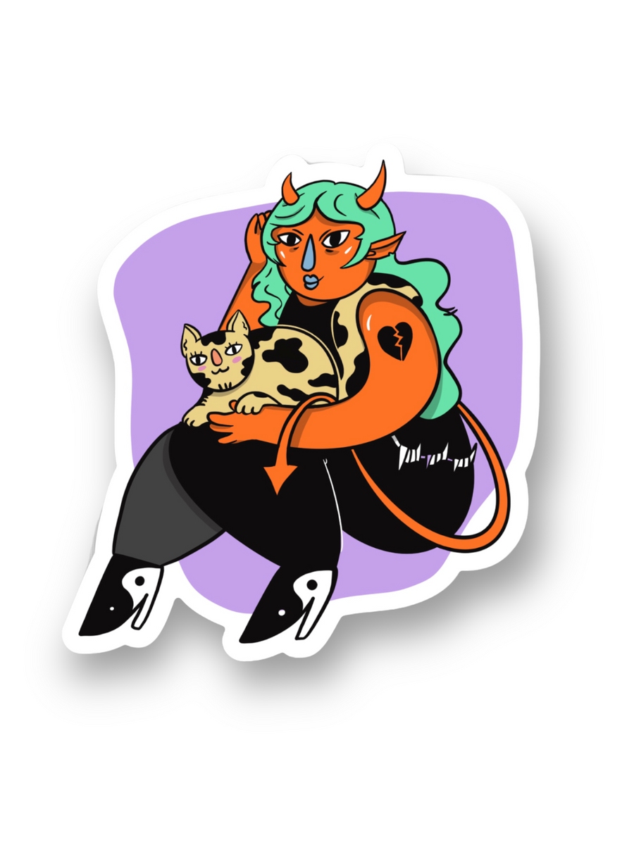Devil Girl high quality vinyl sticker, 2.5" x 3" – Drawings By Nicole